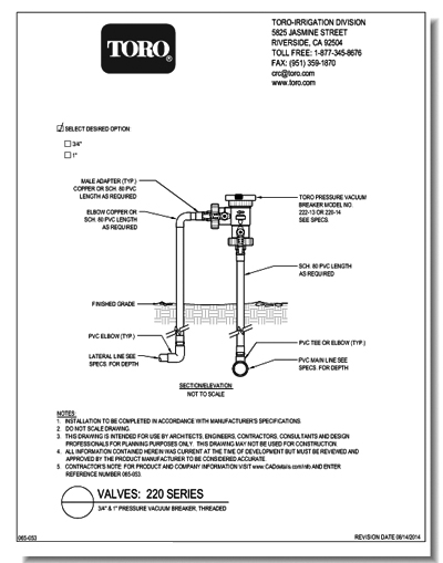 Toro Specifier - Valves